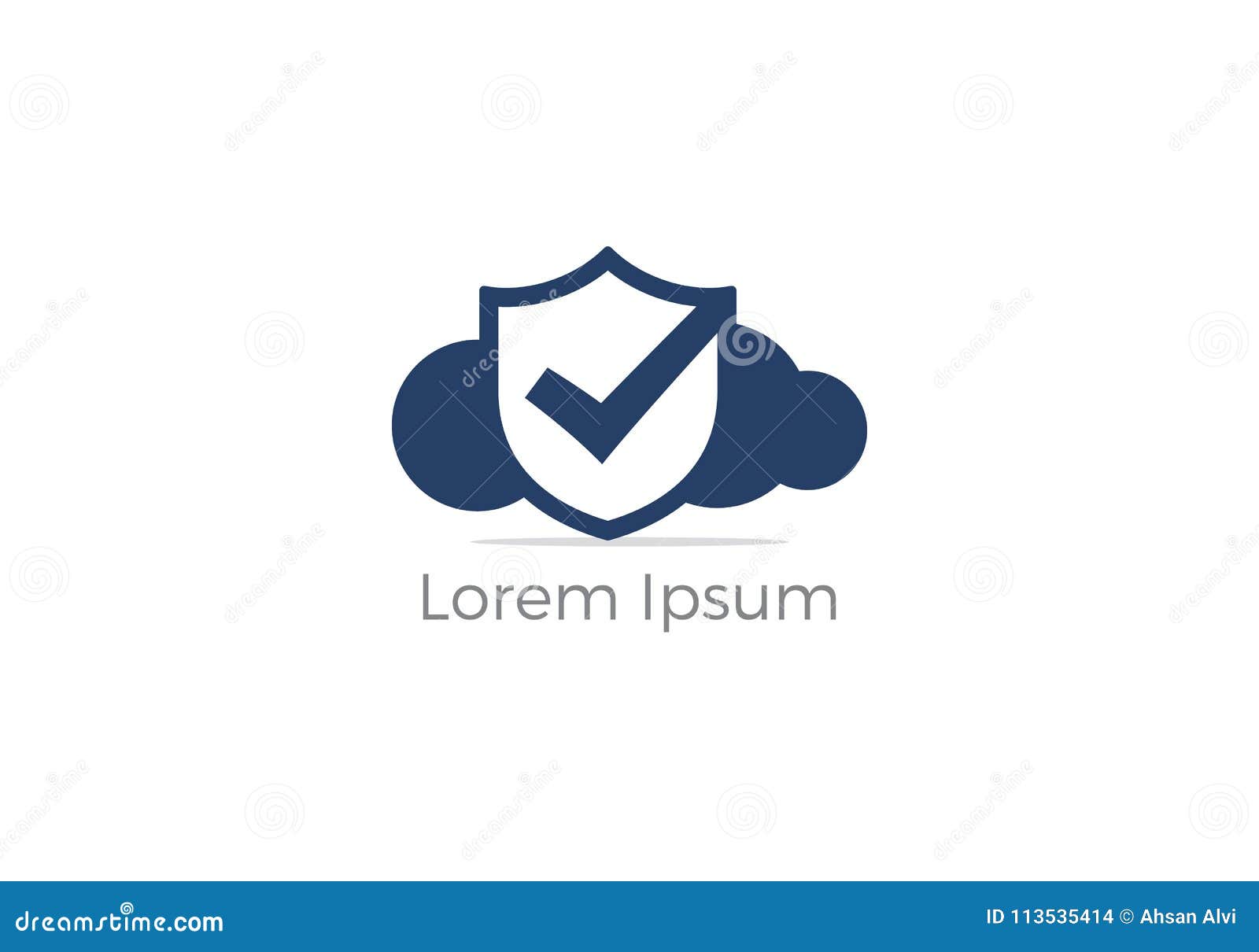Cloud Check Mark Logo Design, Tick Mark on Shield and Cloud Icon ...