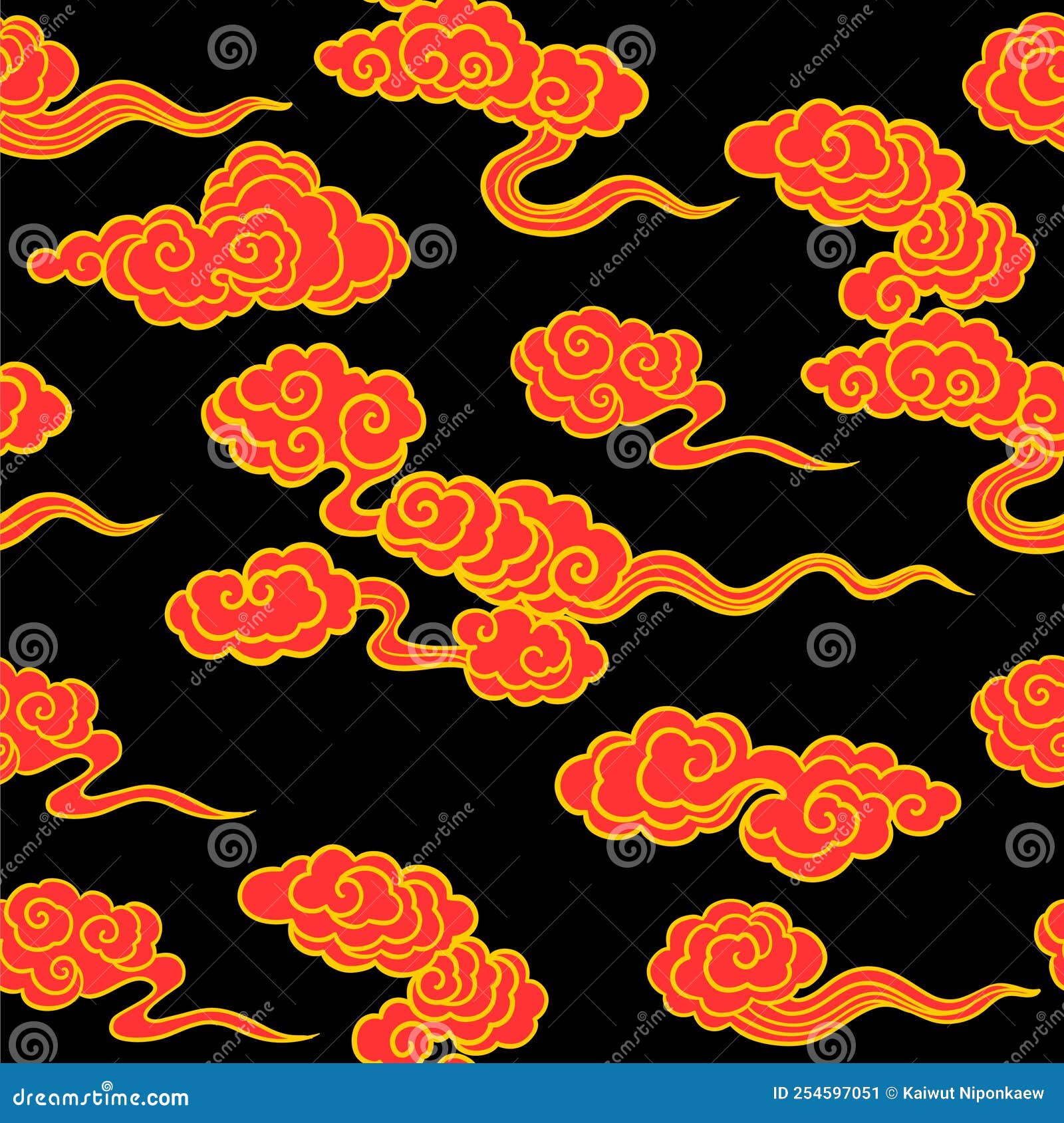 Cloud in Chinese Style Seamless Pattern Stock Vector - Illustration of ...