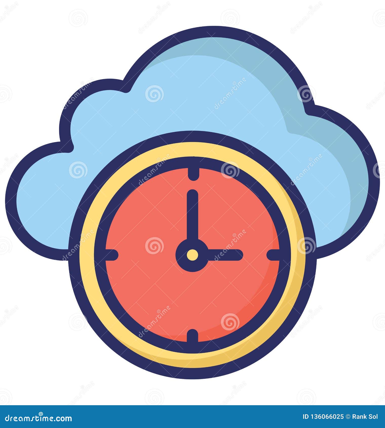 Cloud Clock Isolated Vector Icon that Can Easily Modify or Edit. Stock ...