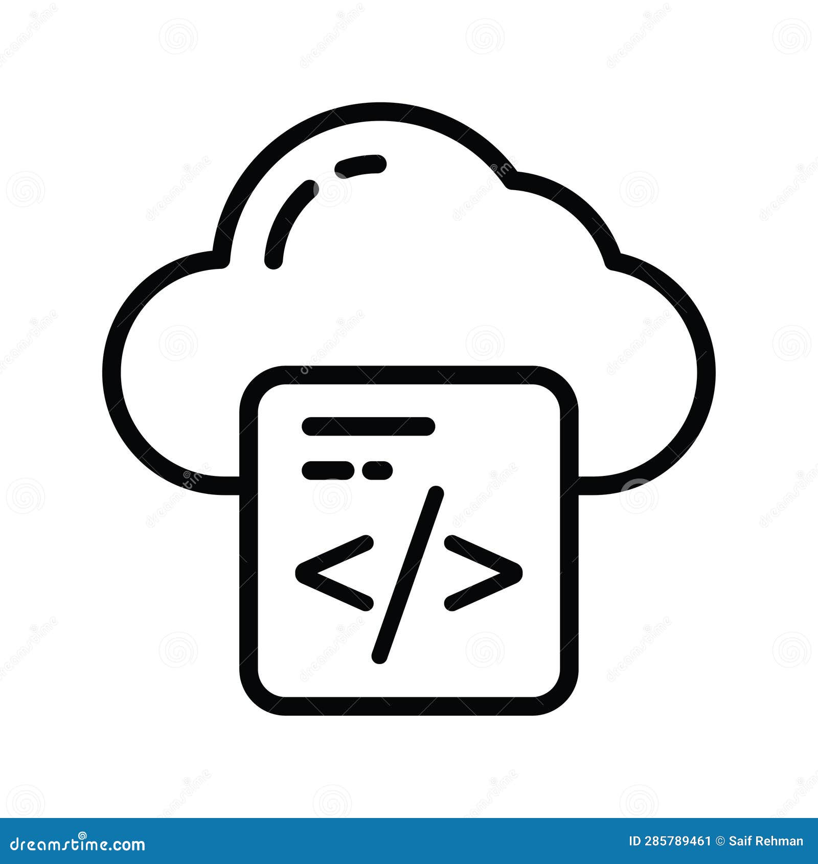 Cloud Coding Vector Outline Icon Design Illustration. Cloud Computing ...