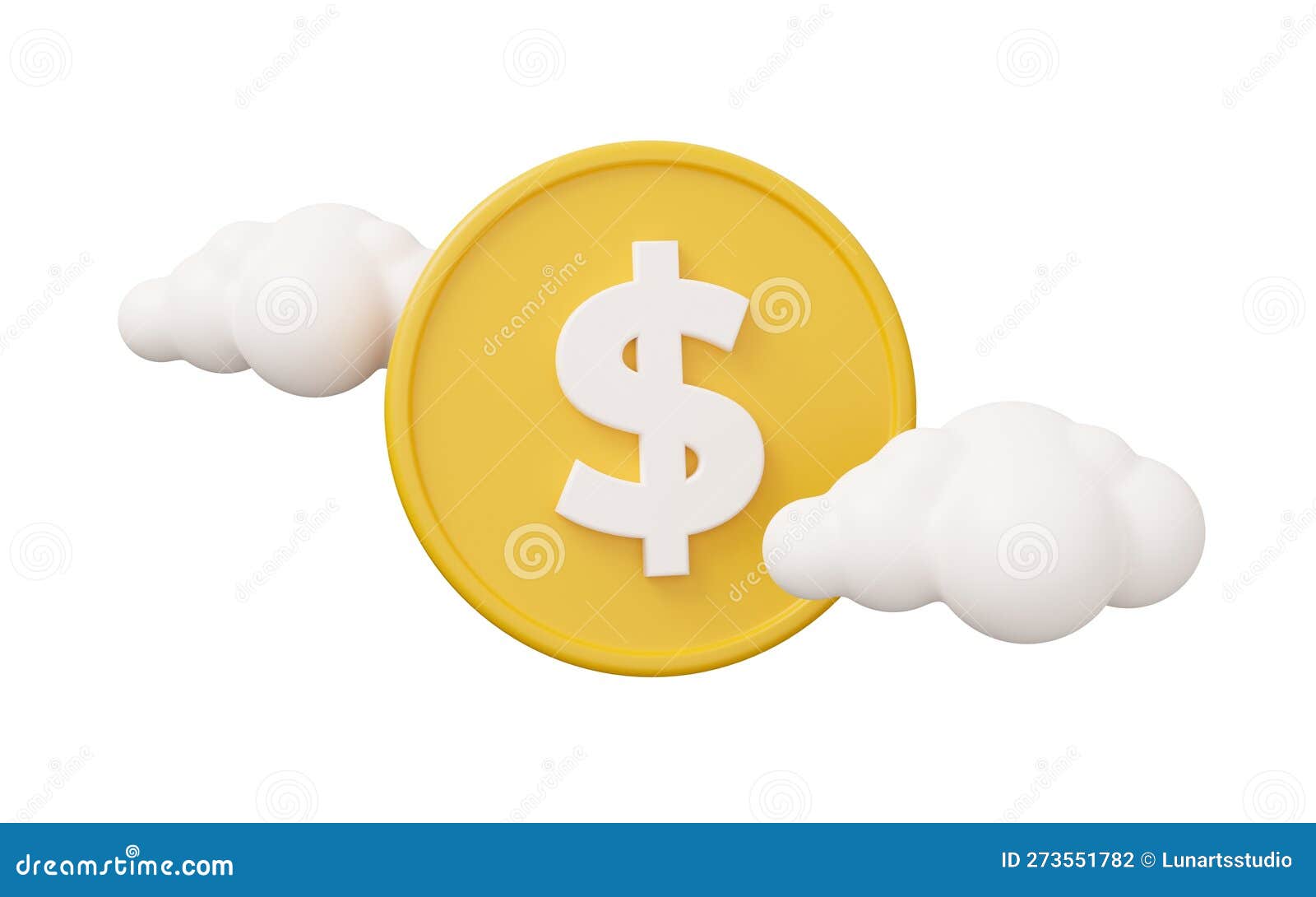 Cloud Coin Money 3d Illustration. Minimal 3d Render Illustration ...