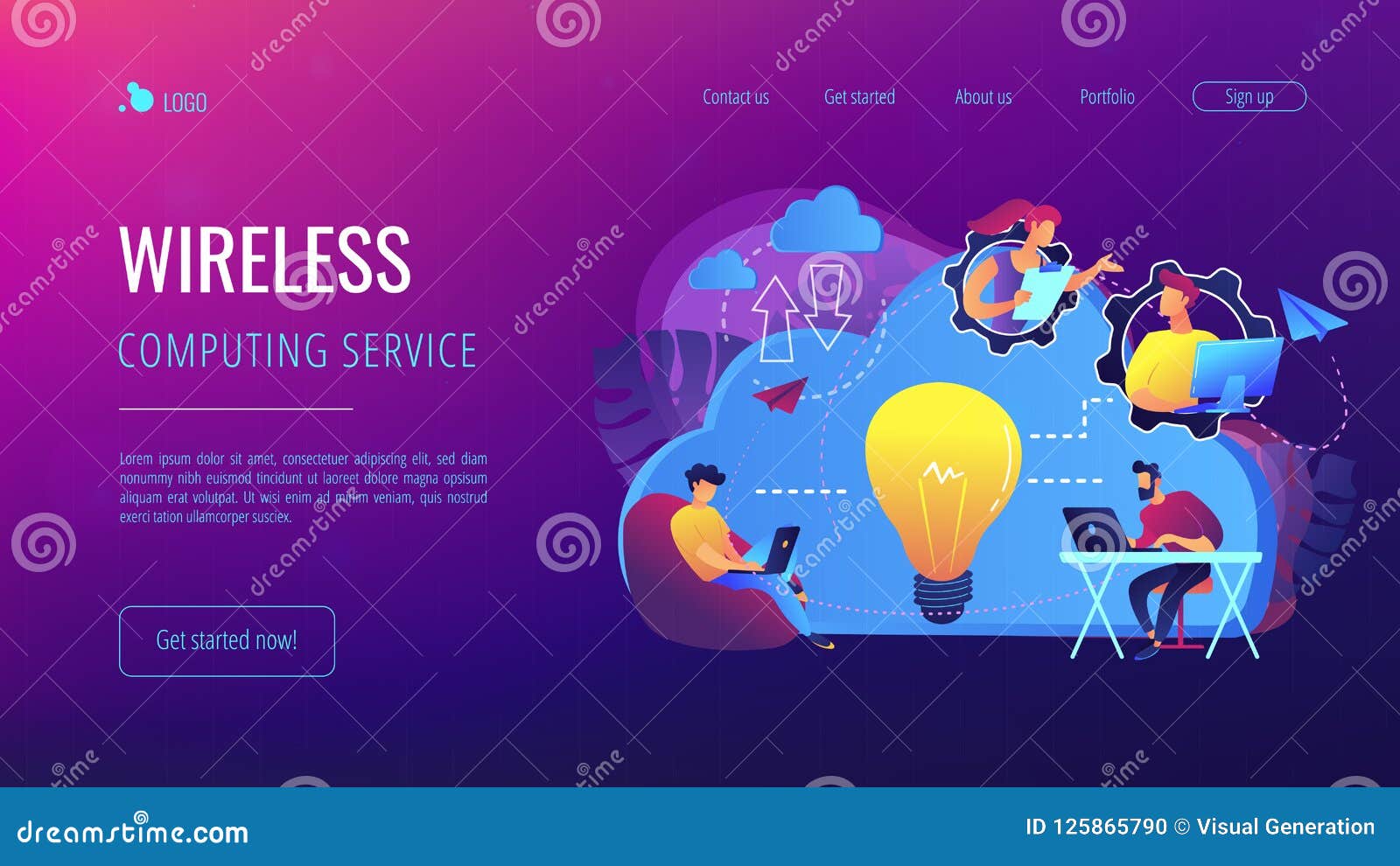 Cloud Collaboration Concept Vector Illustration. Stock Vector - Illustration of information ...