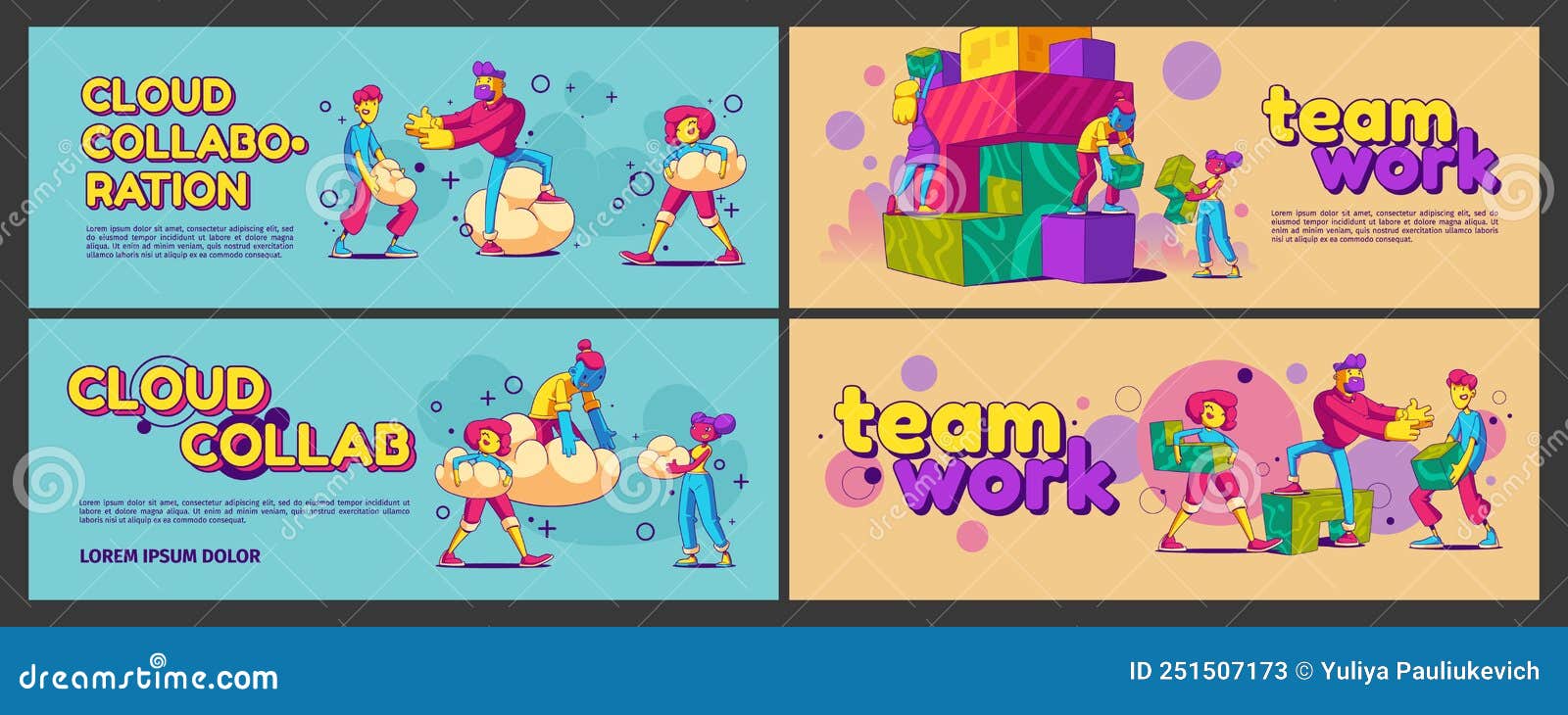 Cloud Collaboration Header Banner. Vector Illustration | CartoonDealer ...