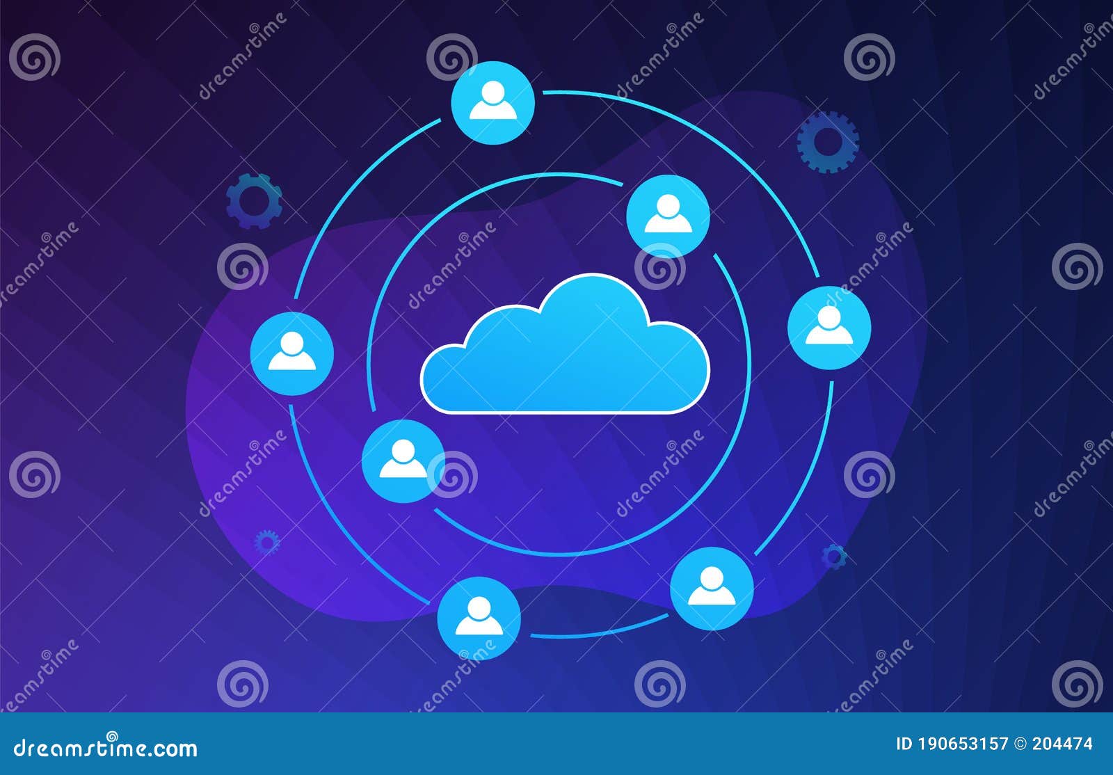 Cloud Collaboration Vector Illustration Concept. Remote Online Business ...