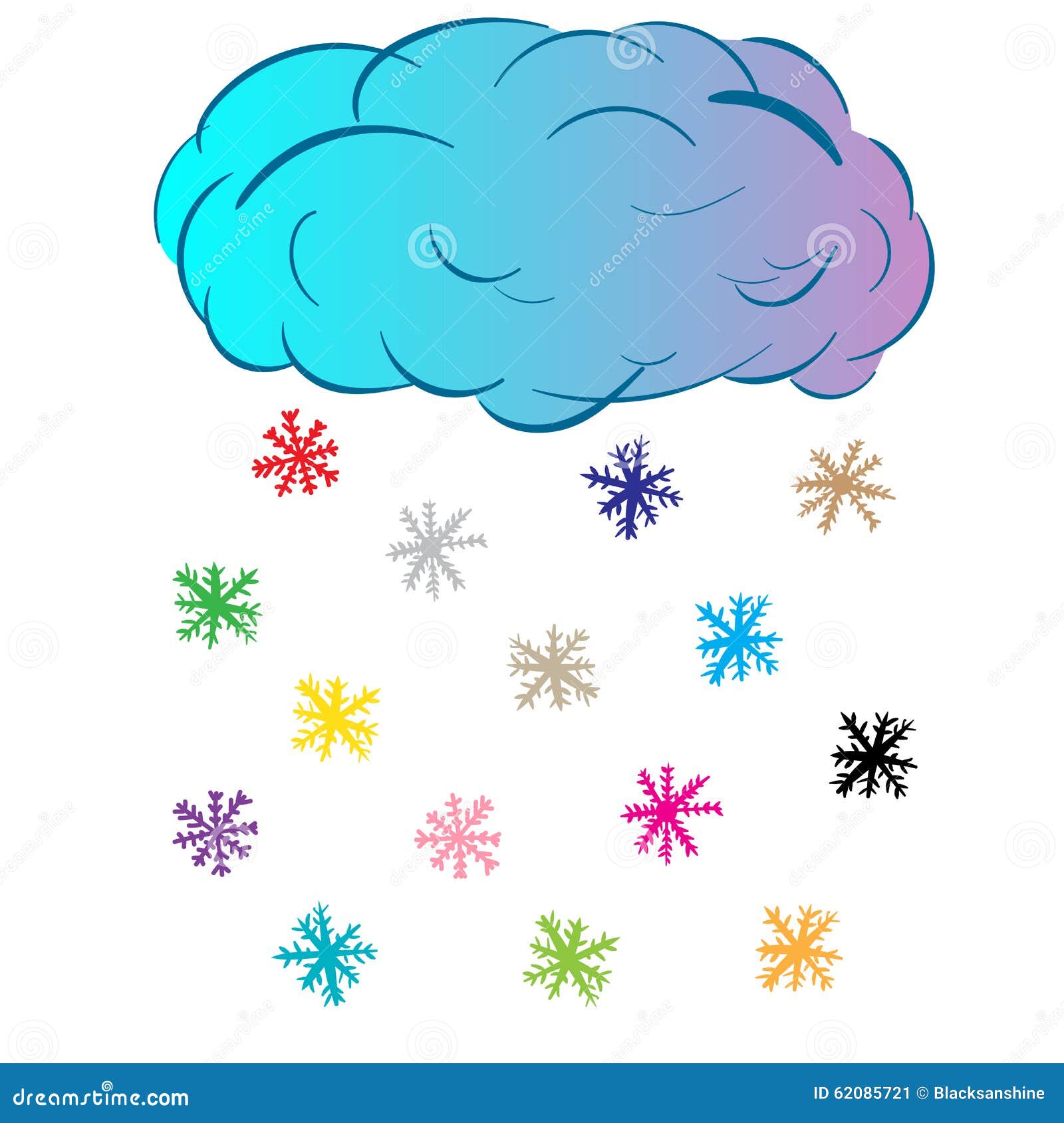 Cloud with Color Snowflakes Stock Vector - Illustration of color ...