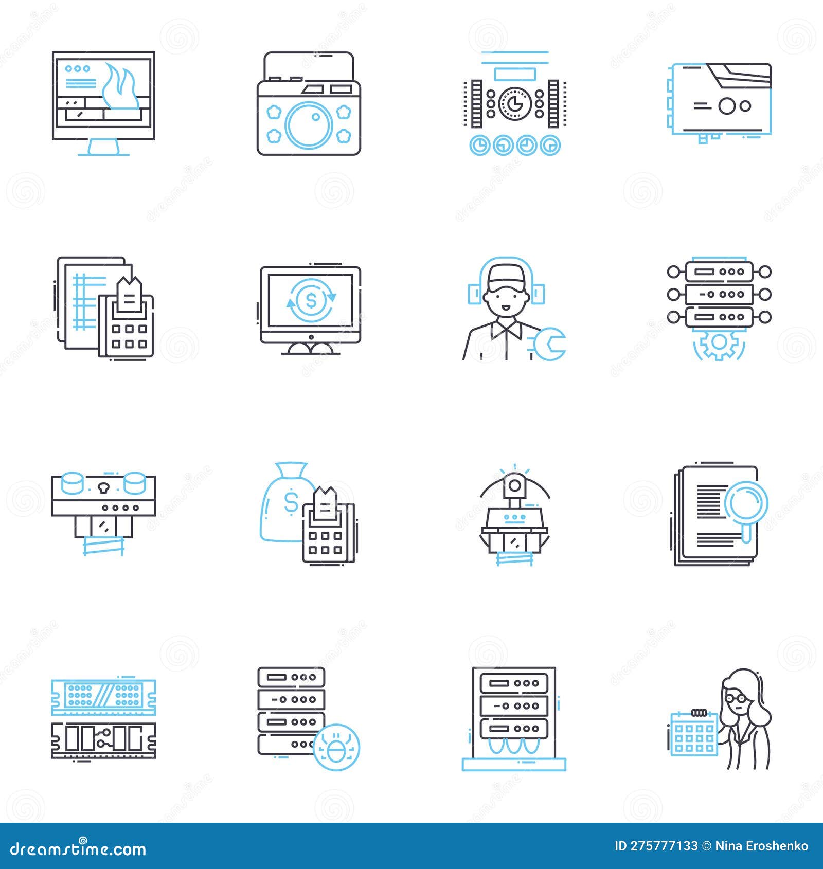 Cloud Communication Linear Icons Set. Cloud, Communication ...