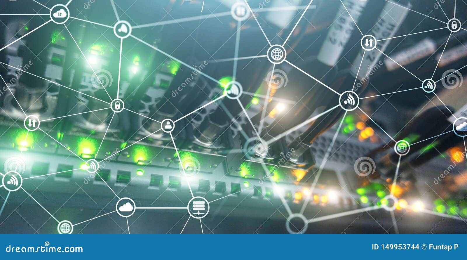 Cloud Communications. Internet Technology Concept on Blurred Server ...