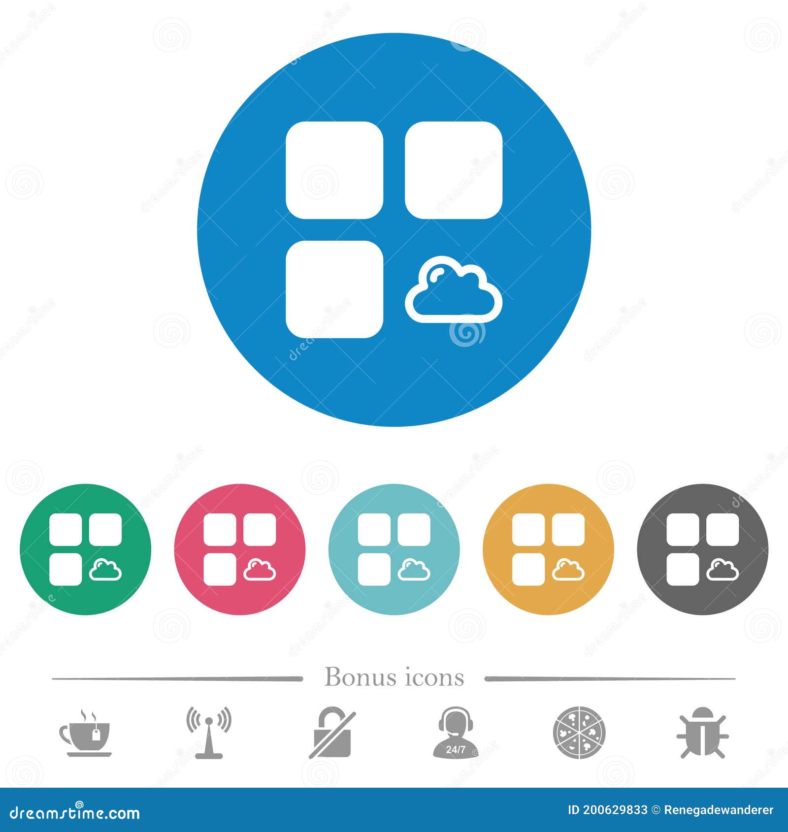 Cloud Component Flat Round Icons Stock Vector - Illustration of cloud ...