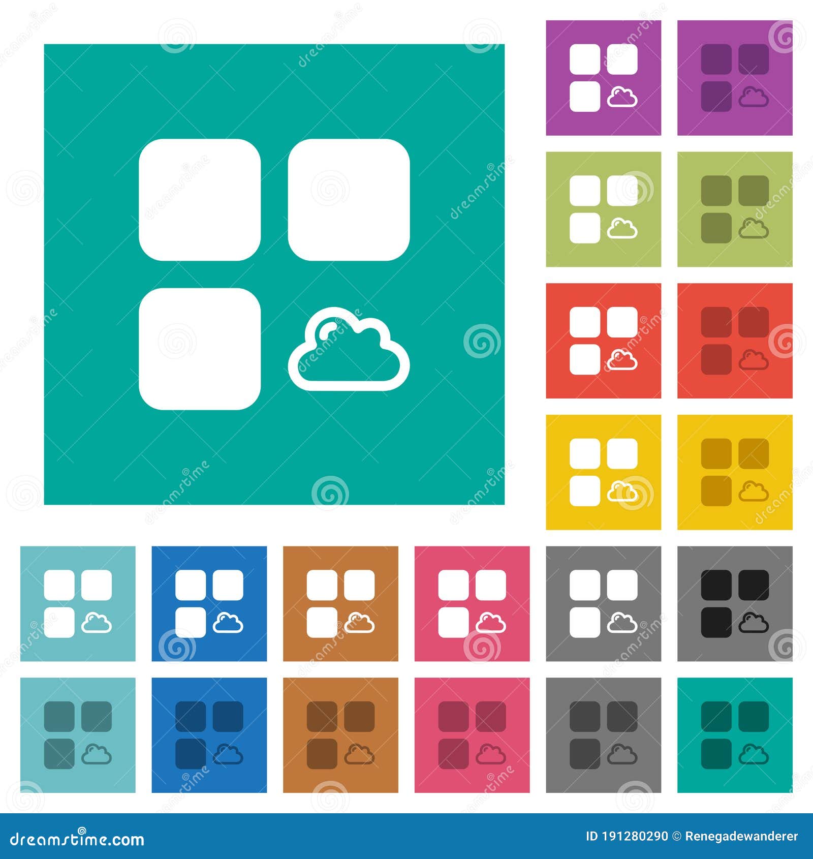 Cloud Component Square Flat Multi Colored Icons Stock Vector ...