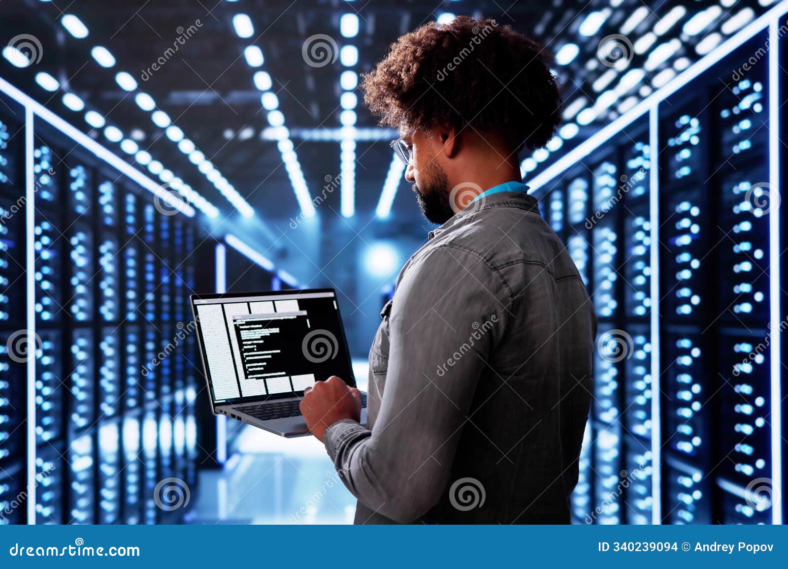 Server Room in Data Center. Cloud Computer Engineer Stock Illustration ...