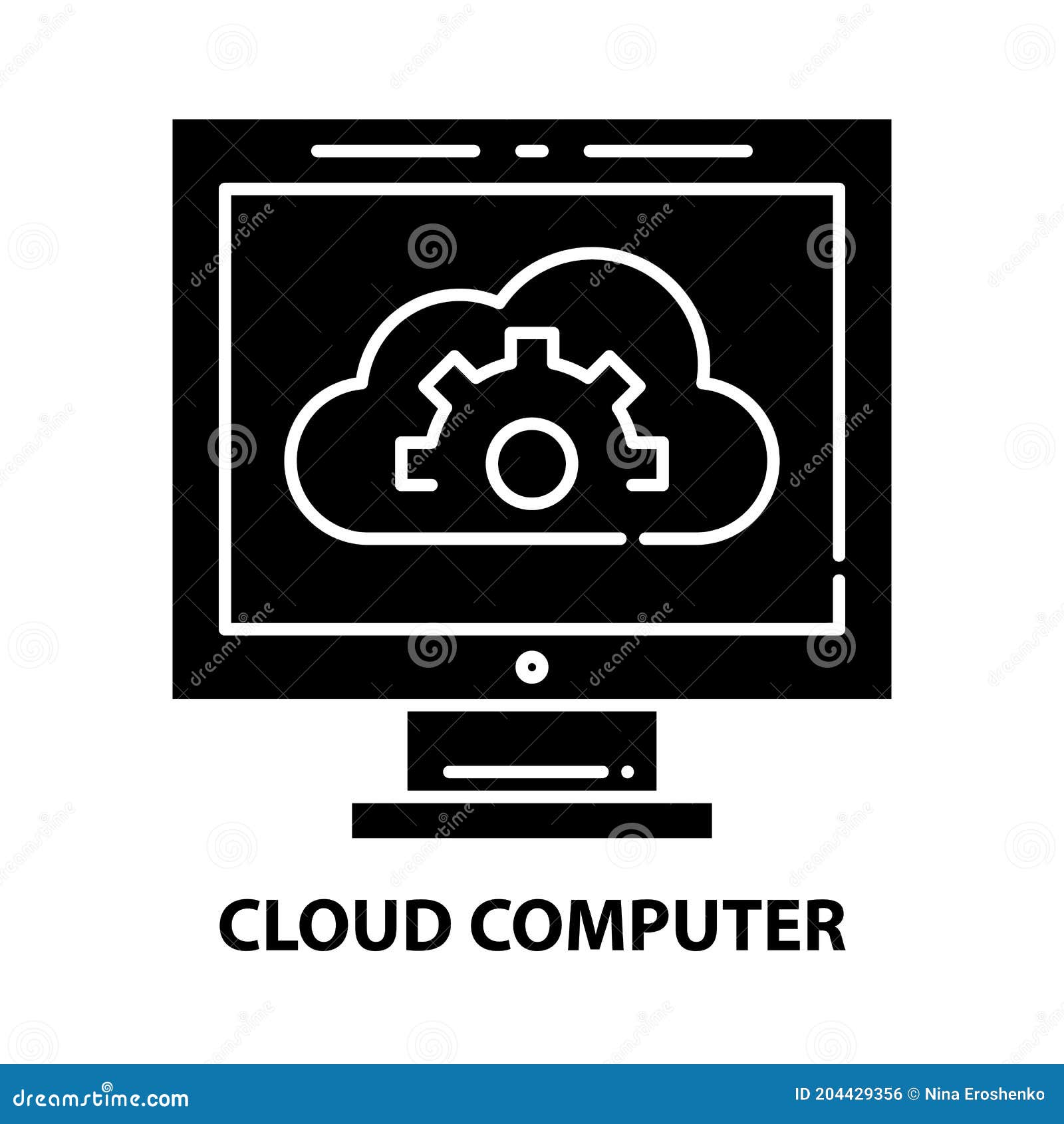 Cloud Computer Icon, Black Vector Sign with Editable Strokes, Concept ...