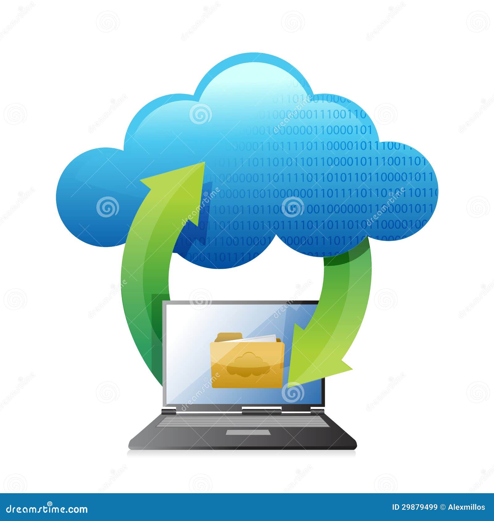 Laptop And Folder Digital Symbols Blue Lines Vector Illustration ...