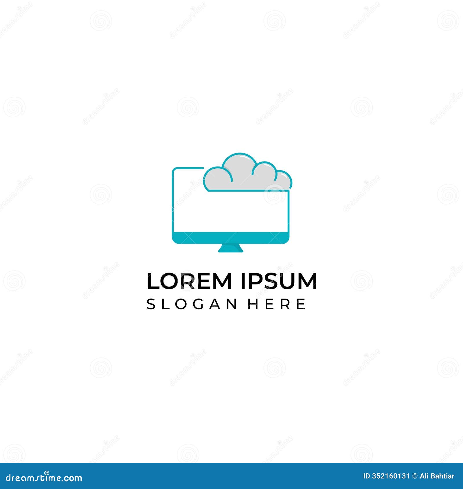 Cloud Computer Logo in Lineart Logo Style Stock Illustration ...