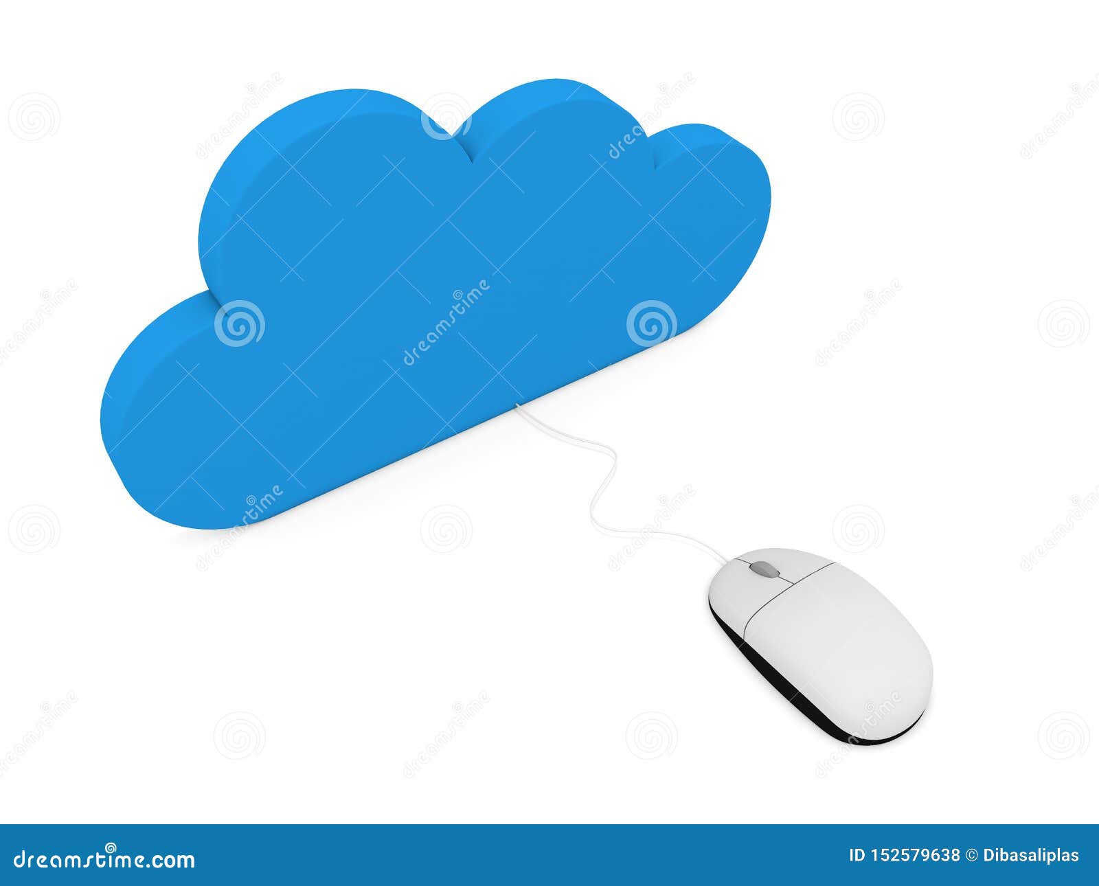 Cloud and Computer Mouse on a White Background. Stock Illustration ...