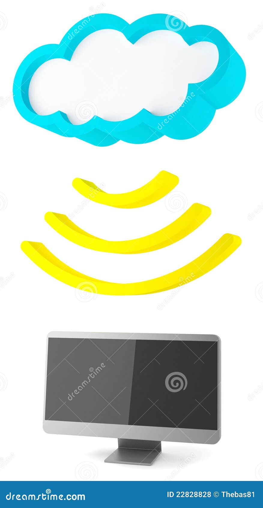 Cloud and Computer Receiving Data Stock Illustration - Illustration of ...