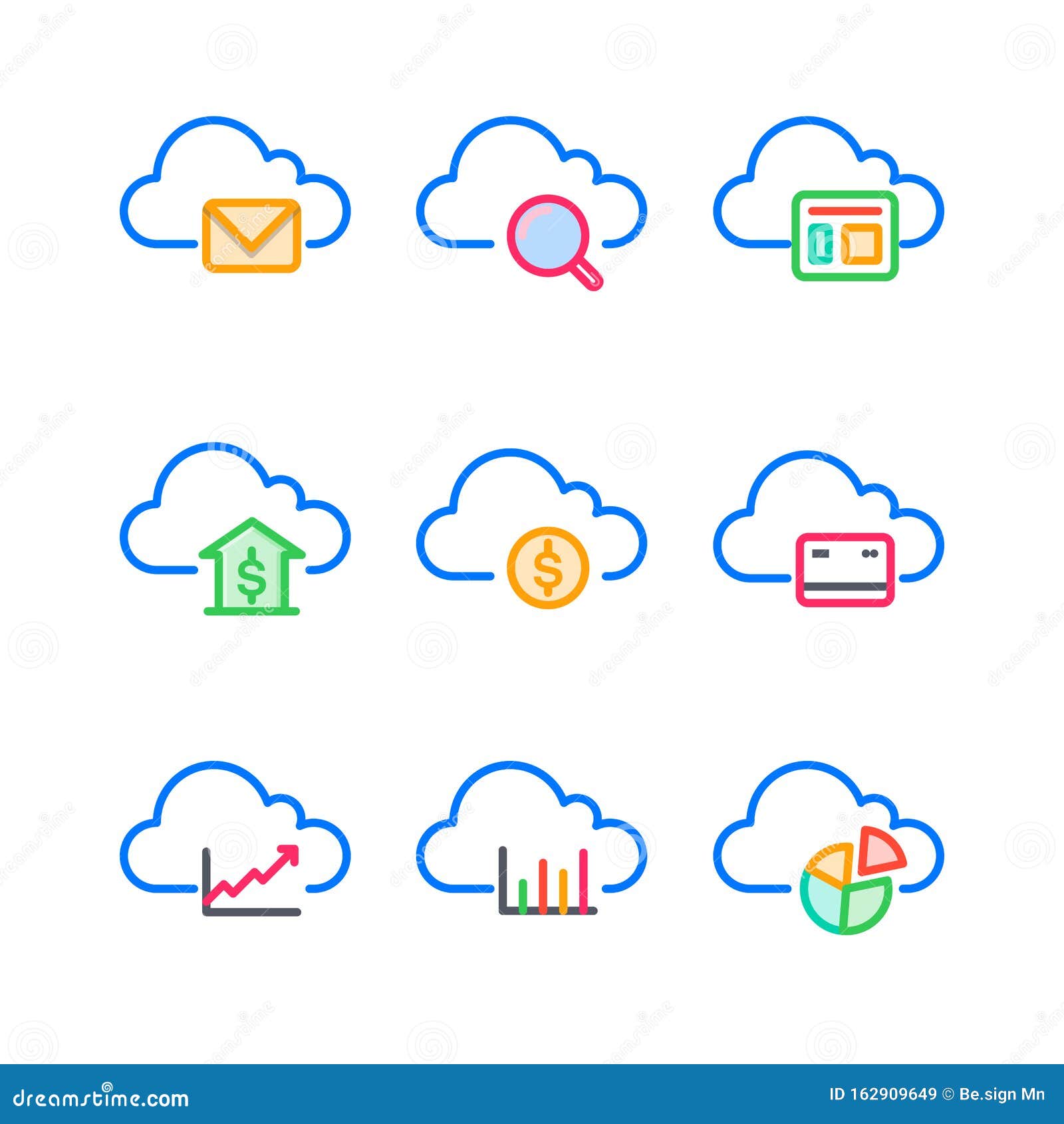 Cloud Business Icon Set for the Website UI Design Usage. Stock ...