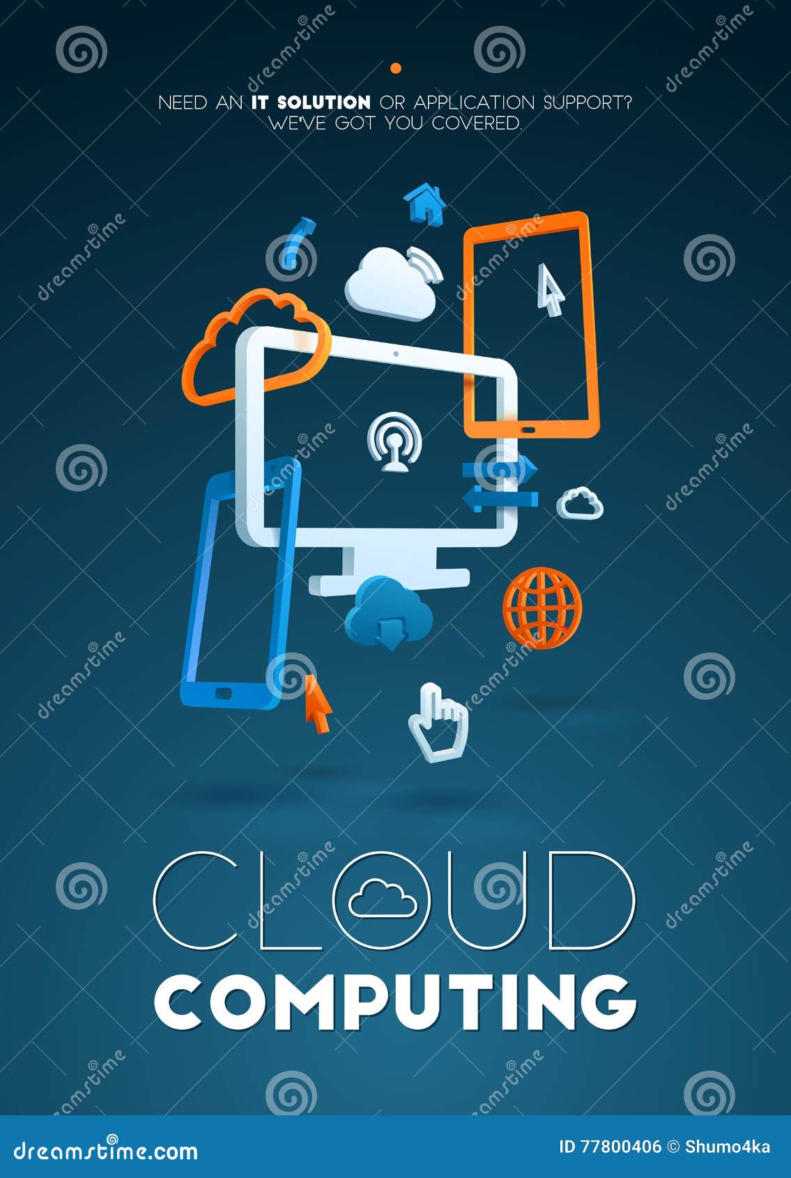 Cloud Computing Abstract Composition Poster. Plastic Computer Elements ...