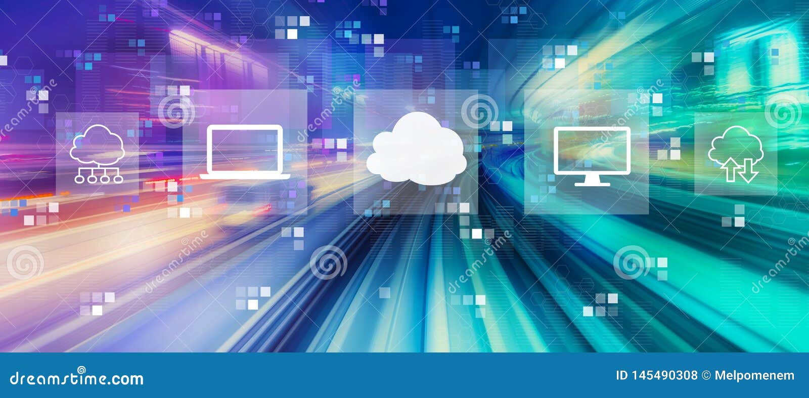 Cloud Computing with High Speed Motion Blur Stock Illustration ...