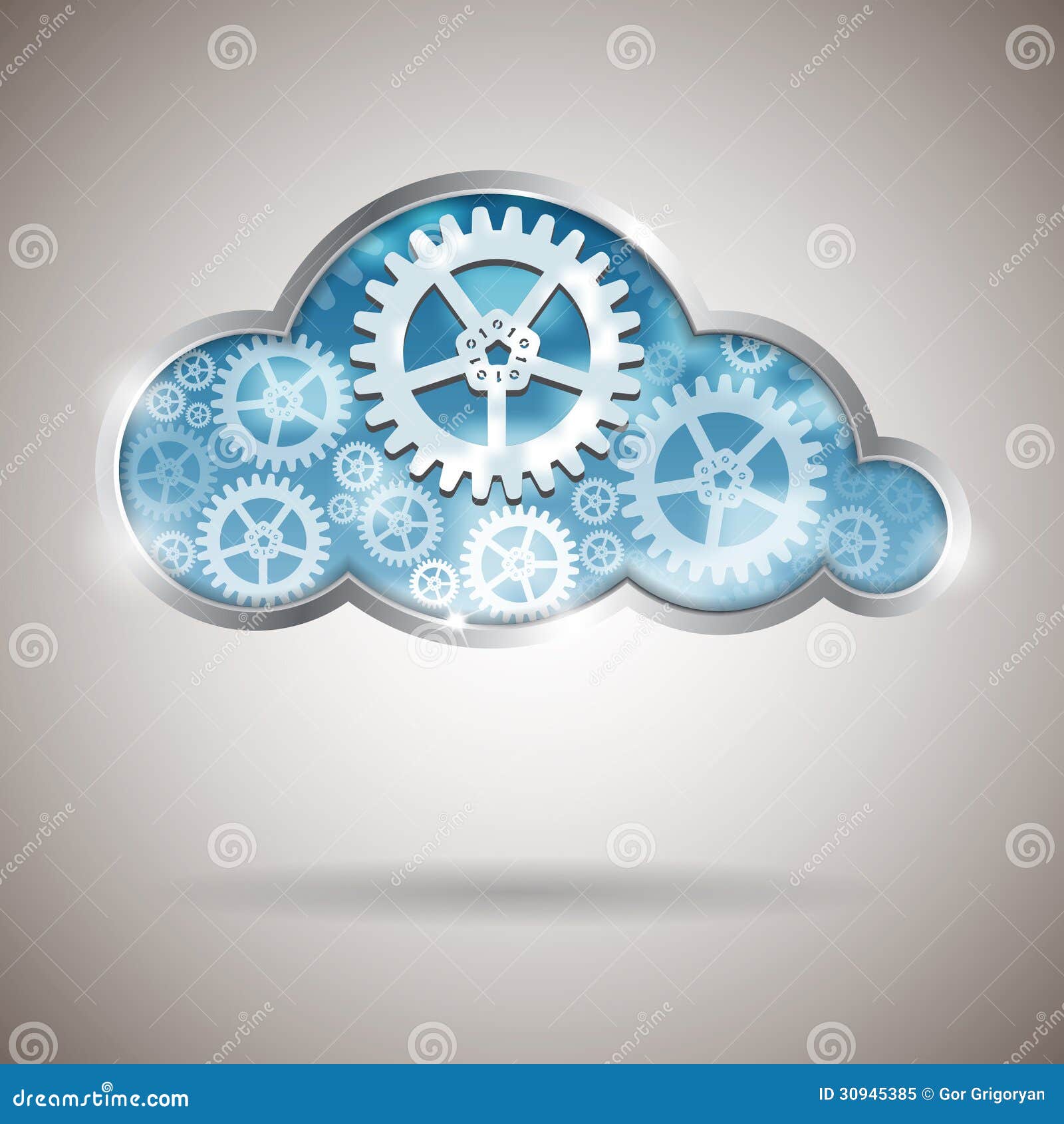 Cloud Computing Abstract Illustration with Gear Wheels Stock Vector ...