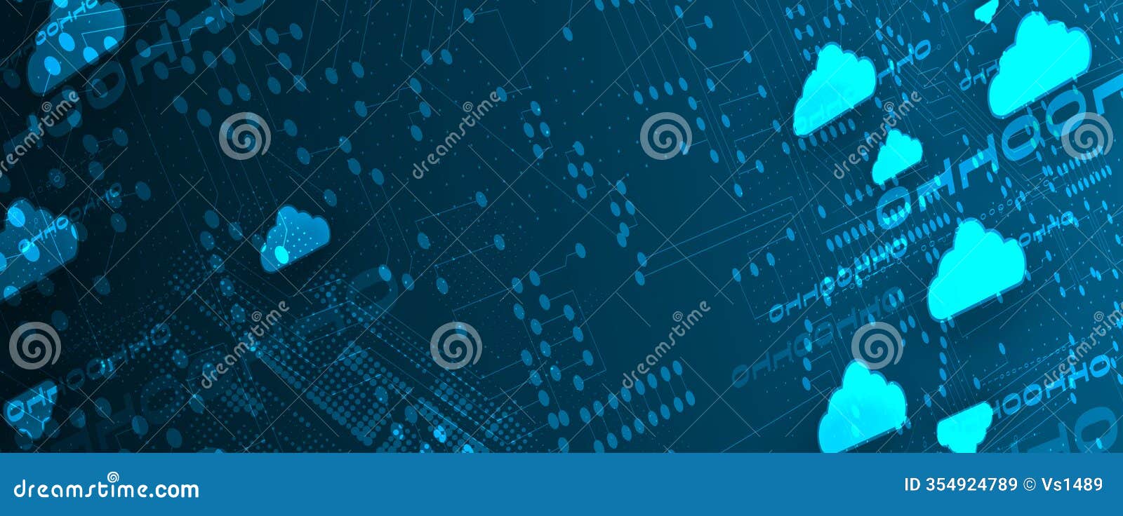 Cloud and Computing Abstract Technology Backgeound with Circuit Elements Stock Illustration ...