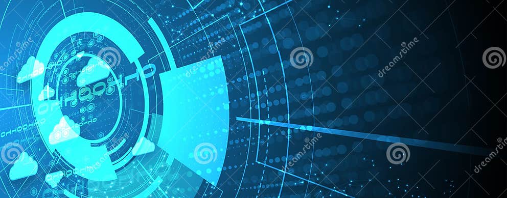 Cloud and Computing Abstract Technology Backgeound with Circuit Elements Stock Illustration ...