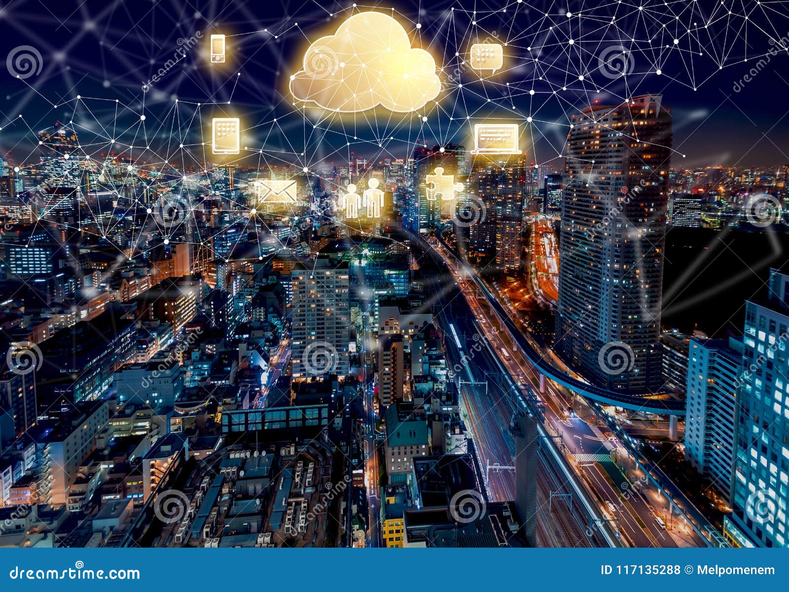 Cloud Computing with Aerial View of Tokyo, Japan Stock Photo - Image of ...
