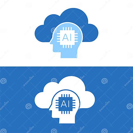 Cloud Computing with AI Icon - Illustrates the Concept of Cloud ...