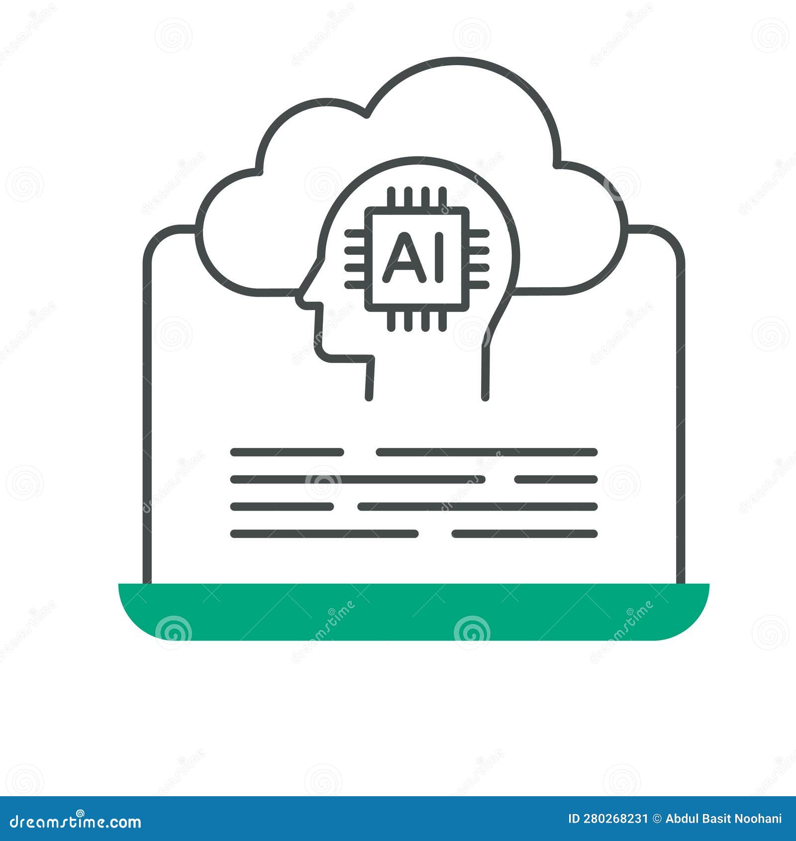 Cloud Computing with AI Icon - Illustrates the Concept of Cloud ...