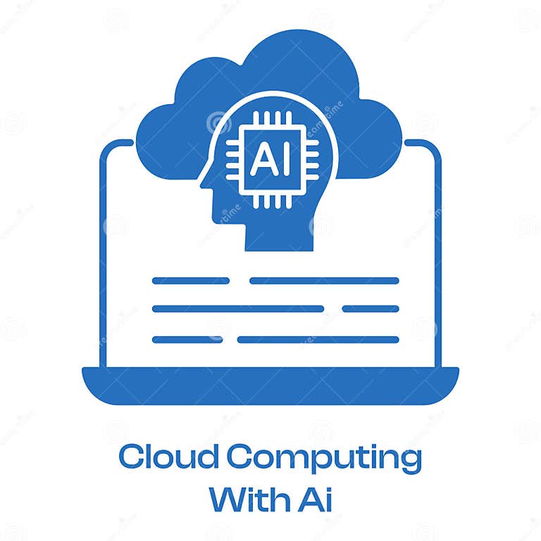 Cloud Computing with AI Icon - Illustrates the Concept of Cloud ...