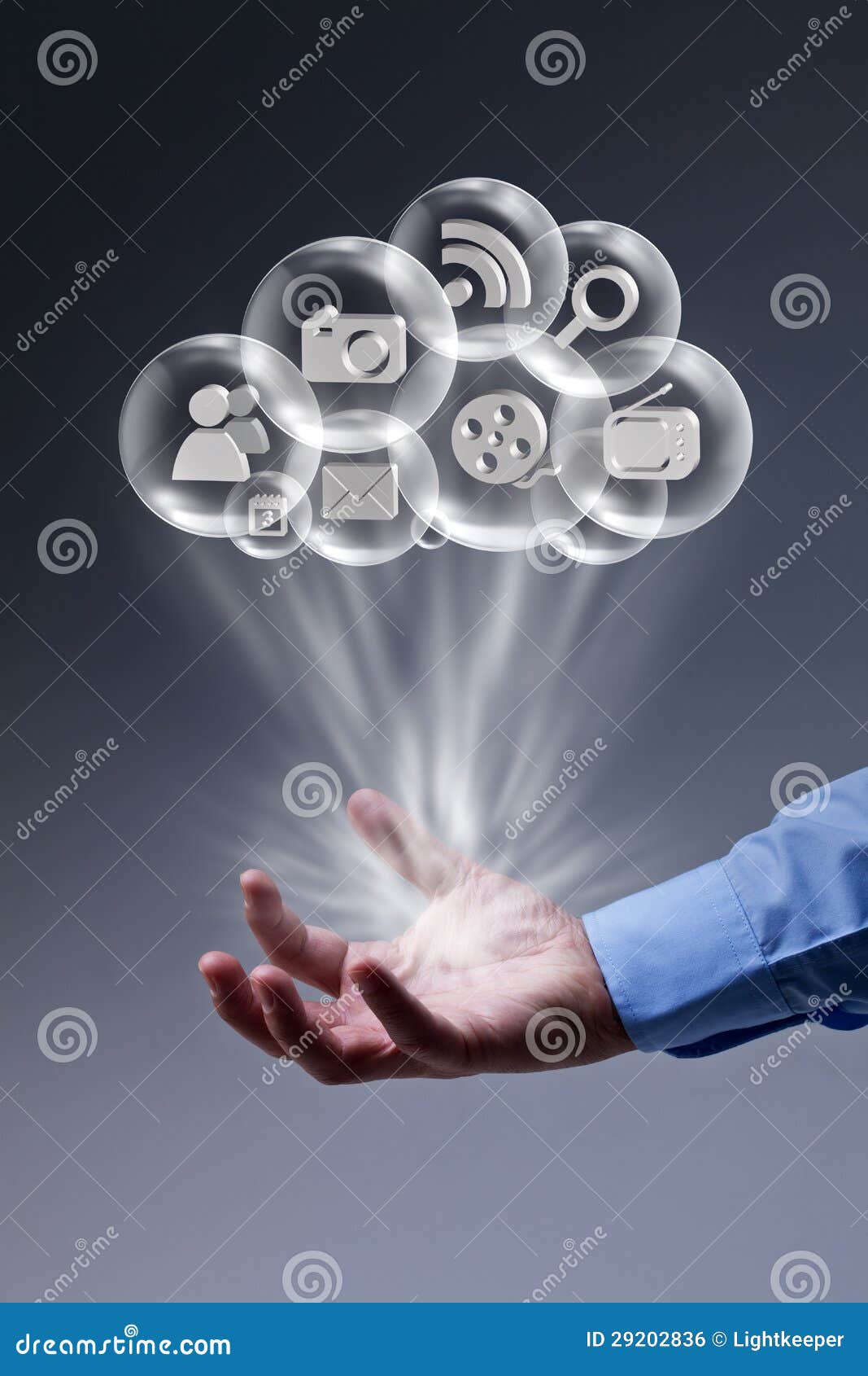 Cloud Computing Applications at Your Fingertips Stock Photo - Image of ...