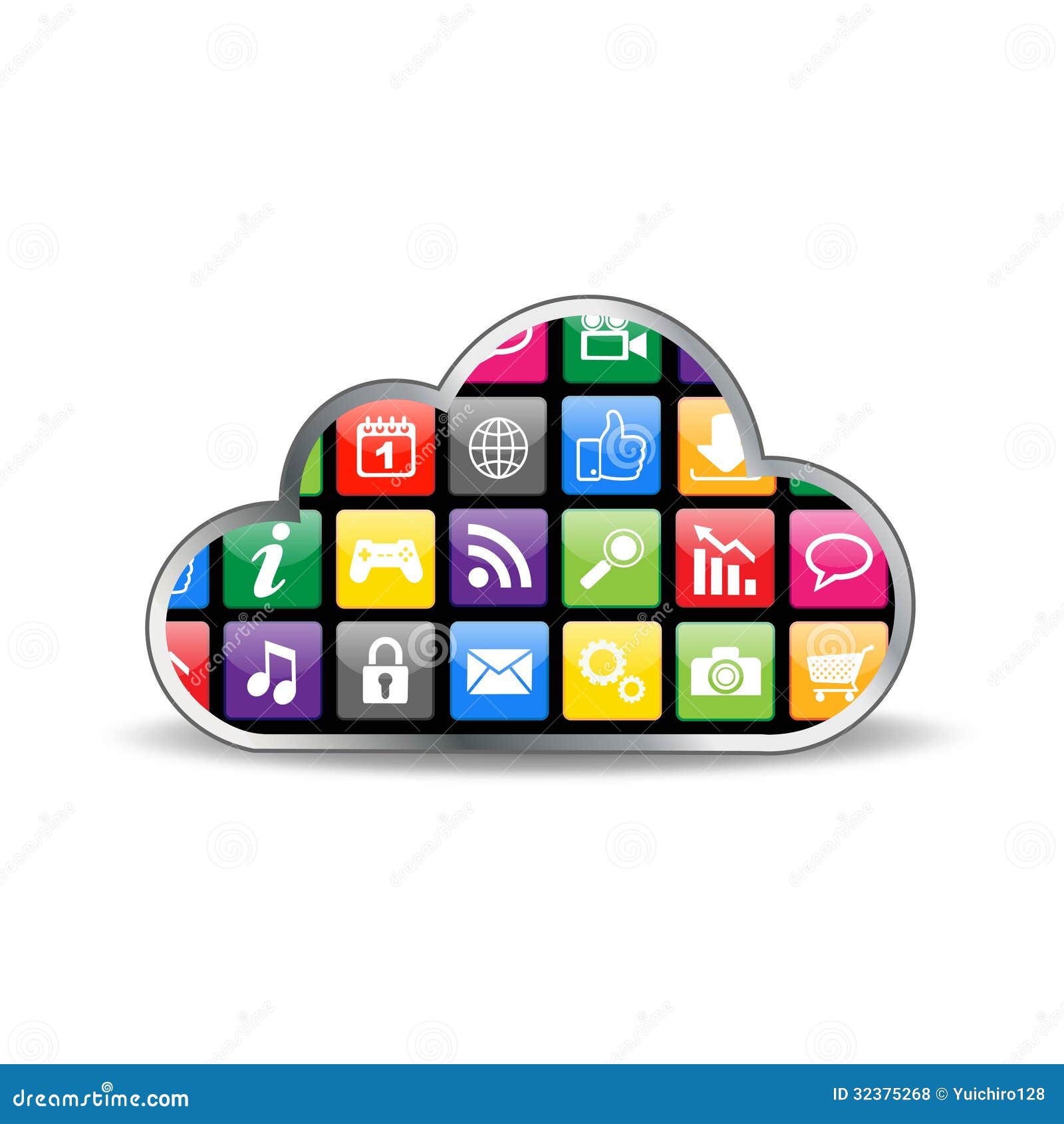Cloud computing with apps stock vector. Illustration of future - 32375268