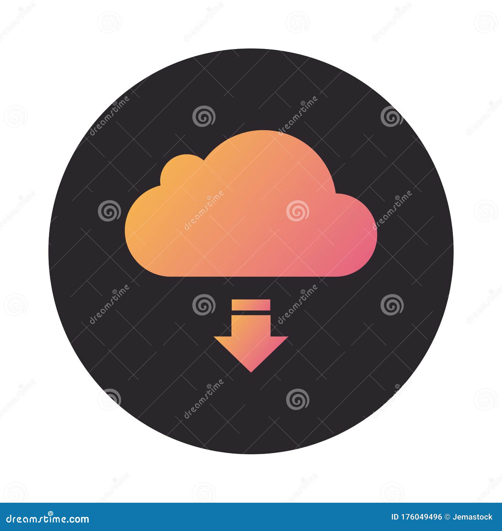 Cloud Computing with Arrow Download Block Style Icon Stock Vector ...