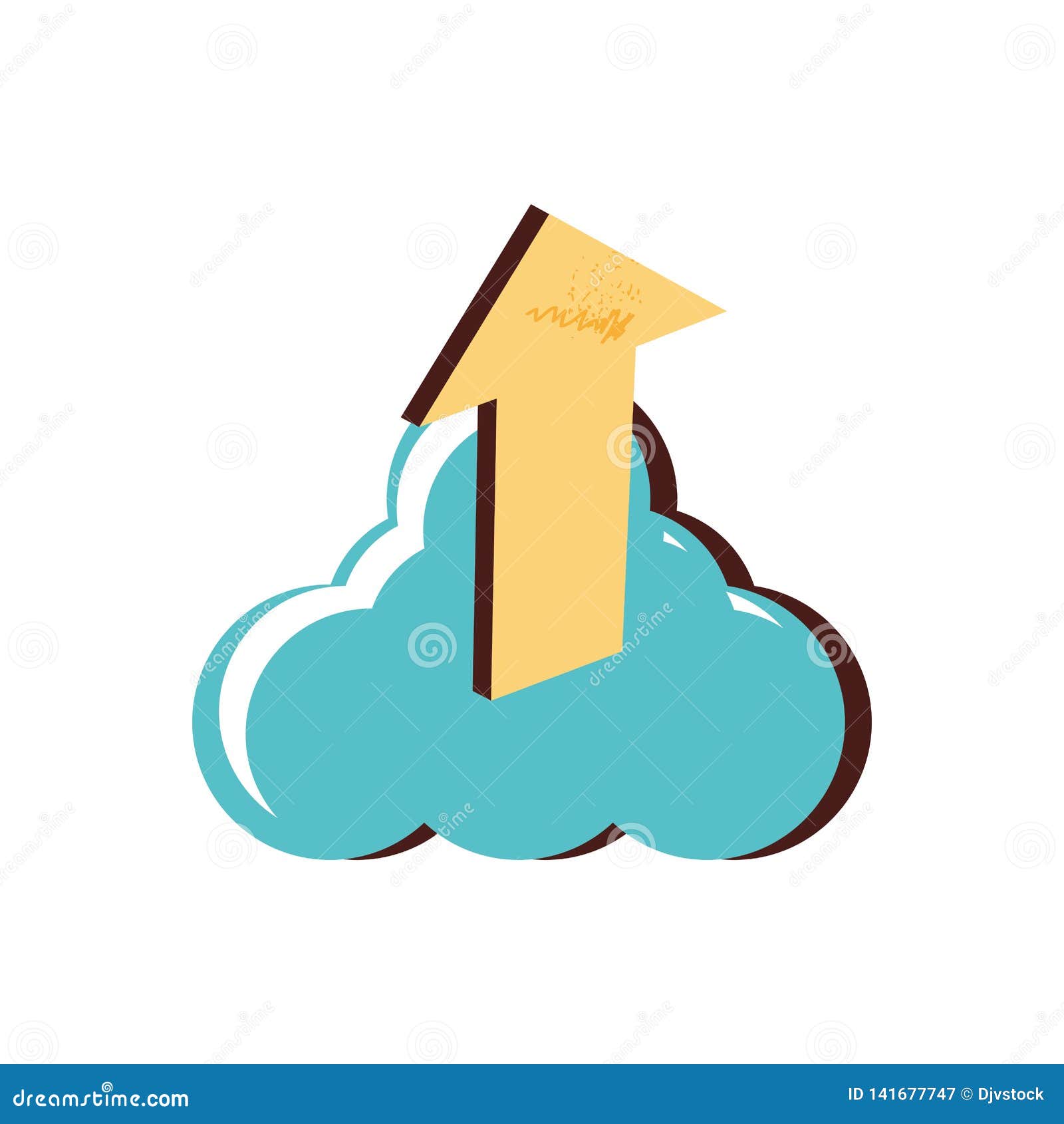 Cloud Computing with Arrow Up Stock Vector - Illustration of defence, flat: 141677747