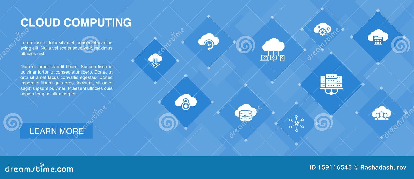 Cloud Computing Banner 10 Icons Concept Stock Vector - Illustration of ...