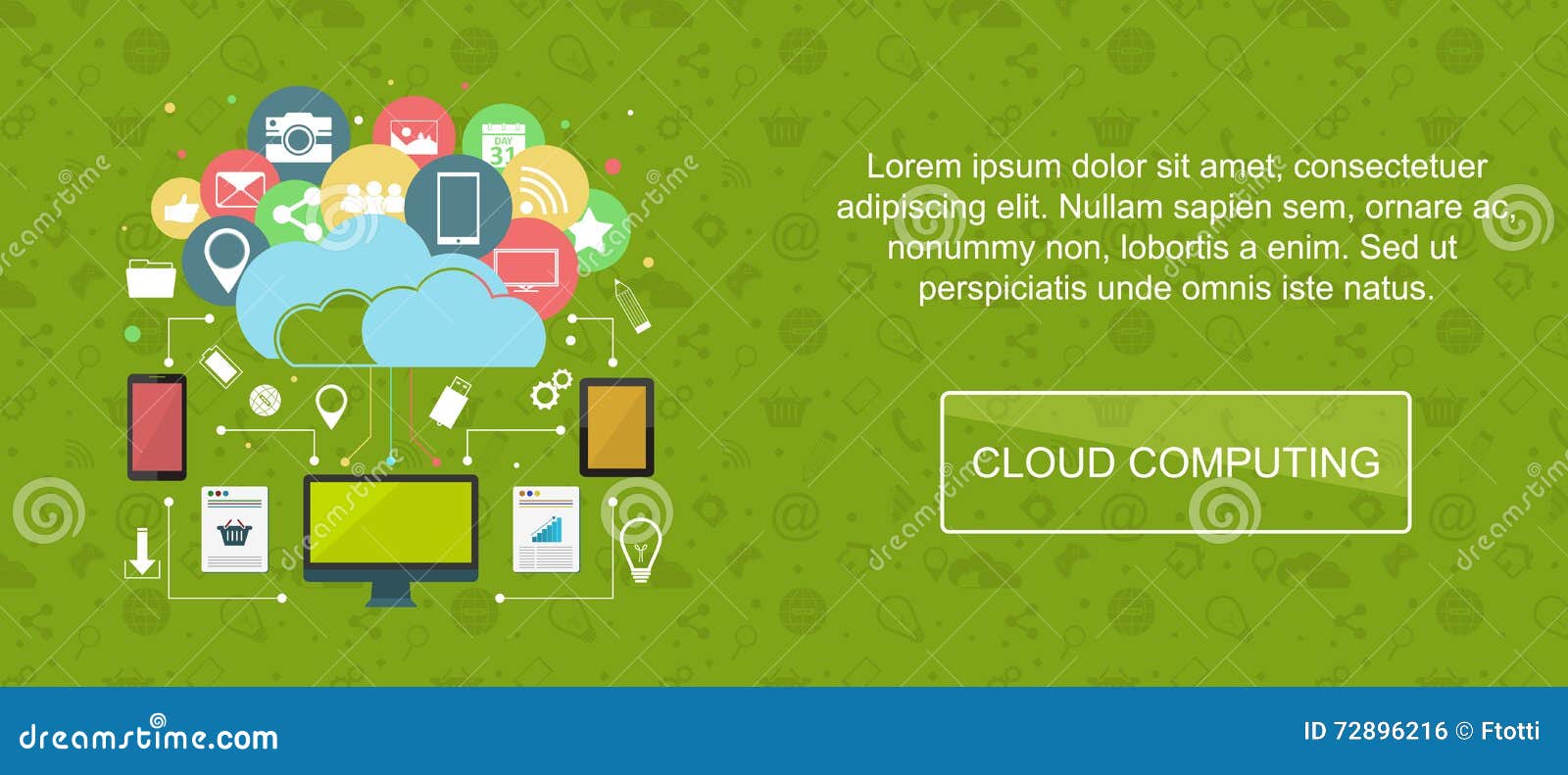 Cloud computing banner. stock vector. Illustration of equipment - 72896216