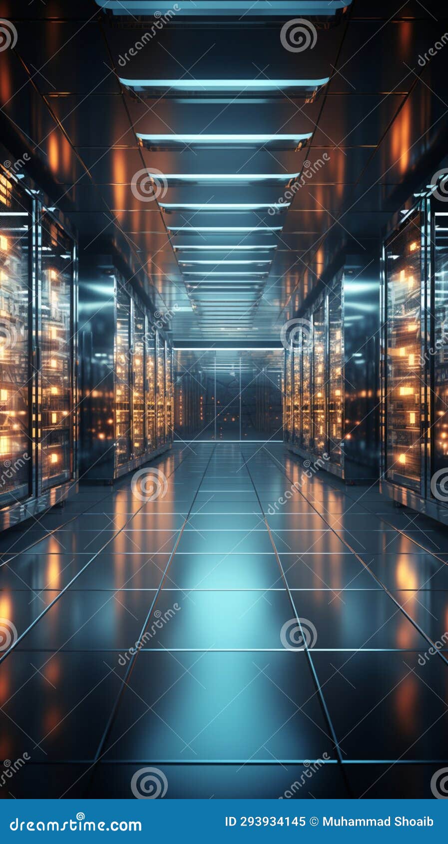 Cloud Computing And Big Data Concept Visualized With Server Racks In 3d