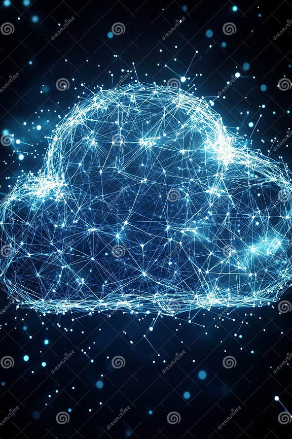 Cloud Computing, Big Data Network Connections, Glowing Points, Lines ...