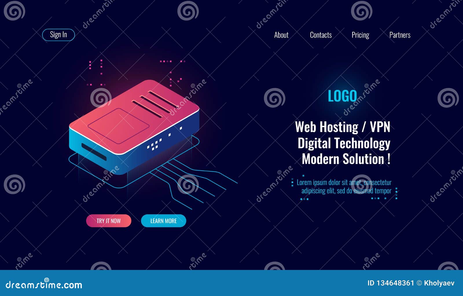 Cloud Computing and Big Digital Data Processing Isometric Icon, Router ...