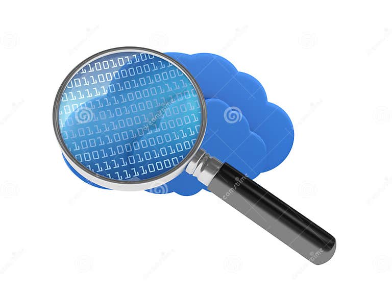 Cloud Computing with Binary Code and Magnifying Glass Stock ...