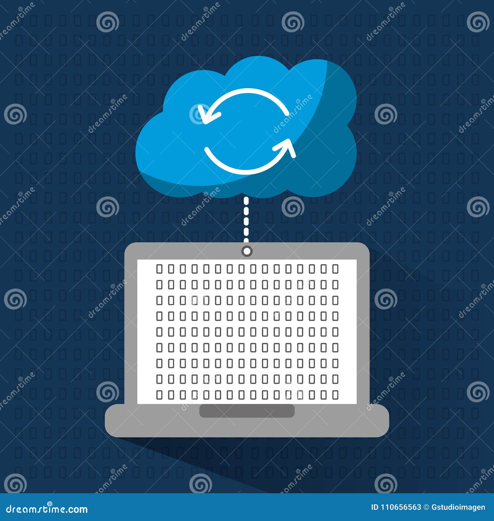 Cloud Computing Binary Refresh Technology Stock Vector Illustration Of Network Computing