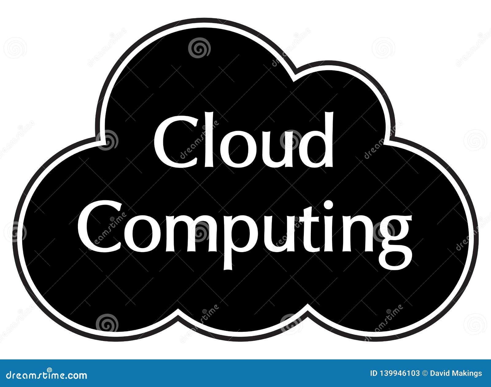 Cloud Computing Black Silhouette Stock Illustration - Illustration of ...