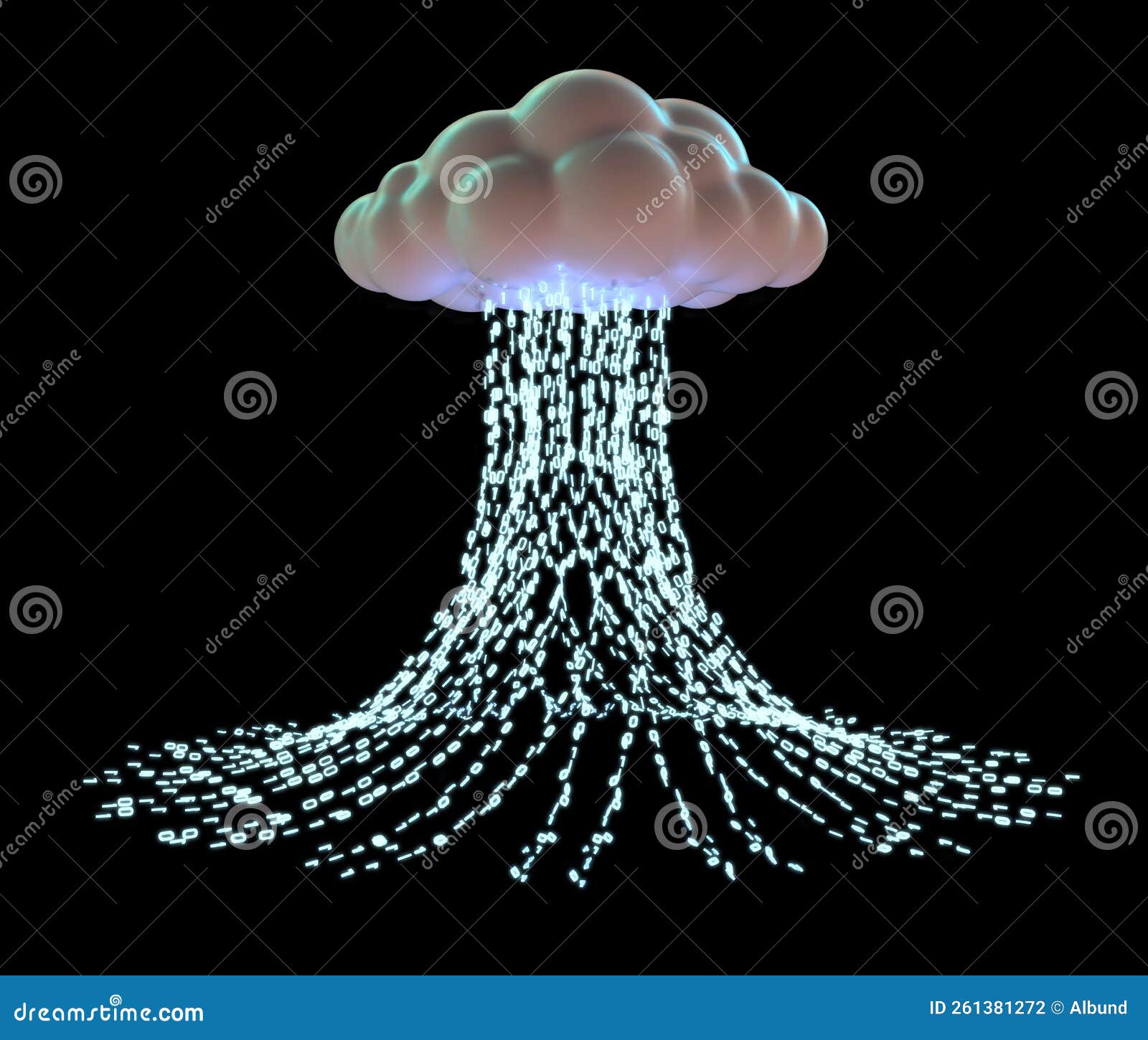 Cloud Computing with Blue Binary Stock Illustration - Illustration of shape, connection: 261381272