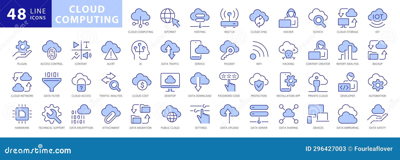 Cloud Computing Blue Icon Set - Cloud Concepts and Devices Stock Illustration - Illustration of ...