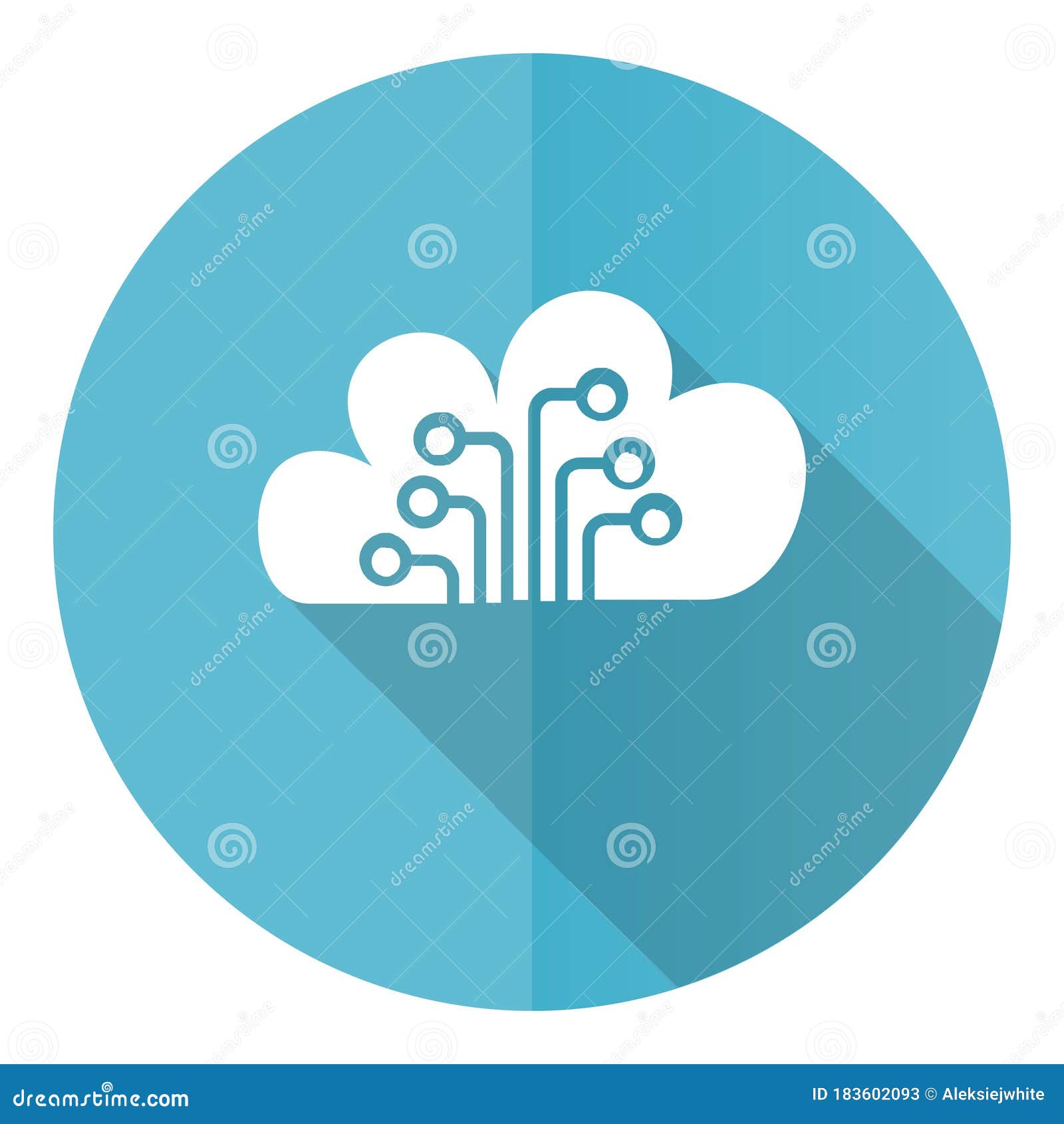 Cloud Computing Blue Round Flat Design Vector Icon Isolated on White ...