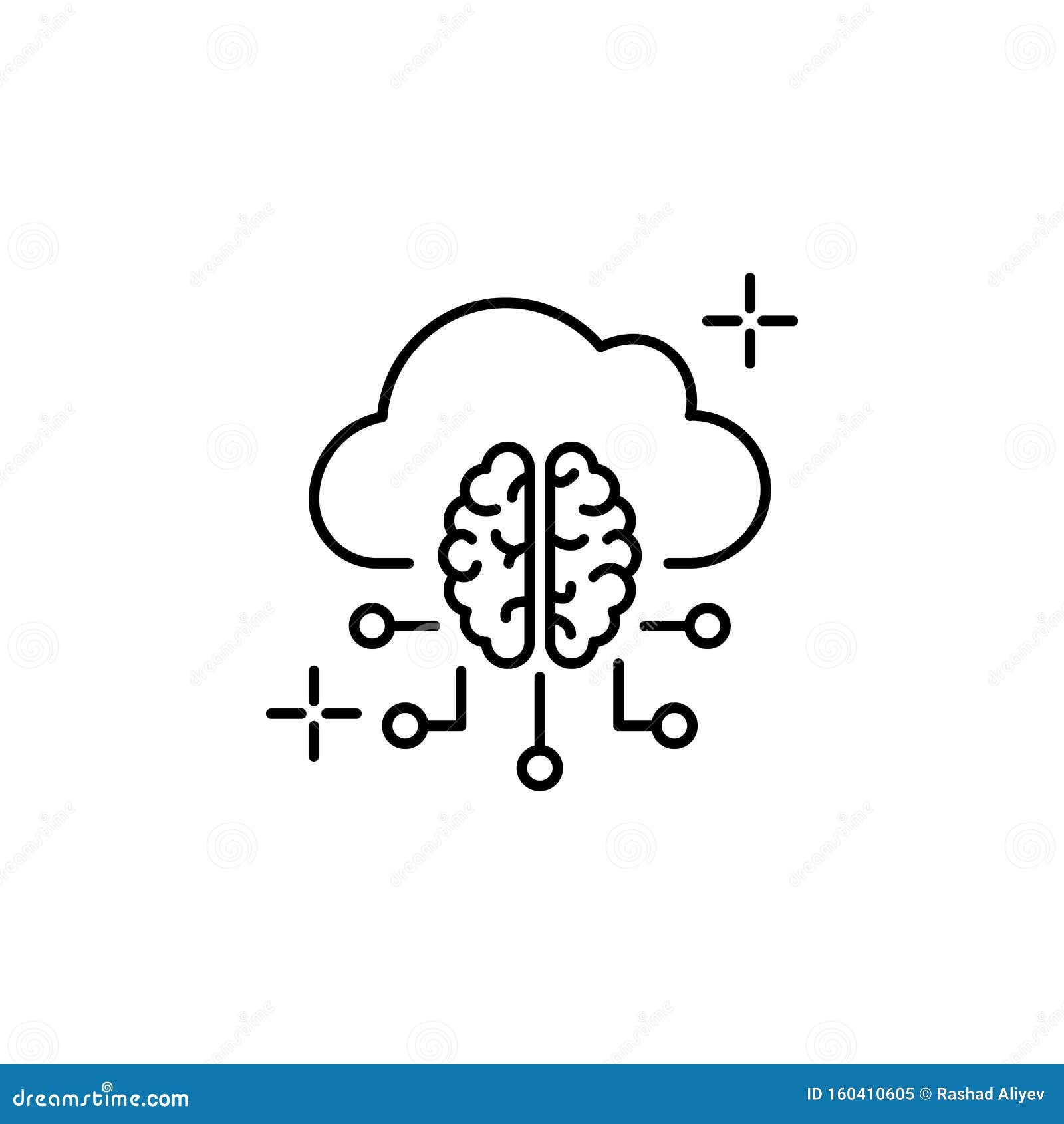 Cloud Computing Brain Icon. Element of Brain Concept Stock Illustration ...