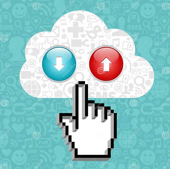Cloud Computing Button and Cursor Hand. Stock Vector - Illustration of connection, organization ...