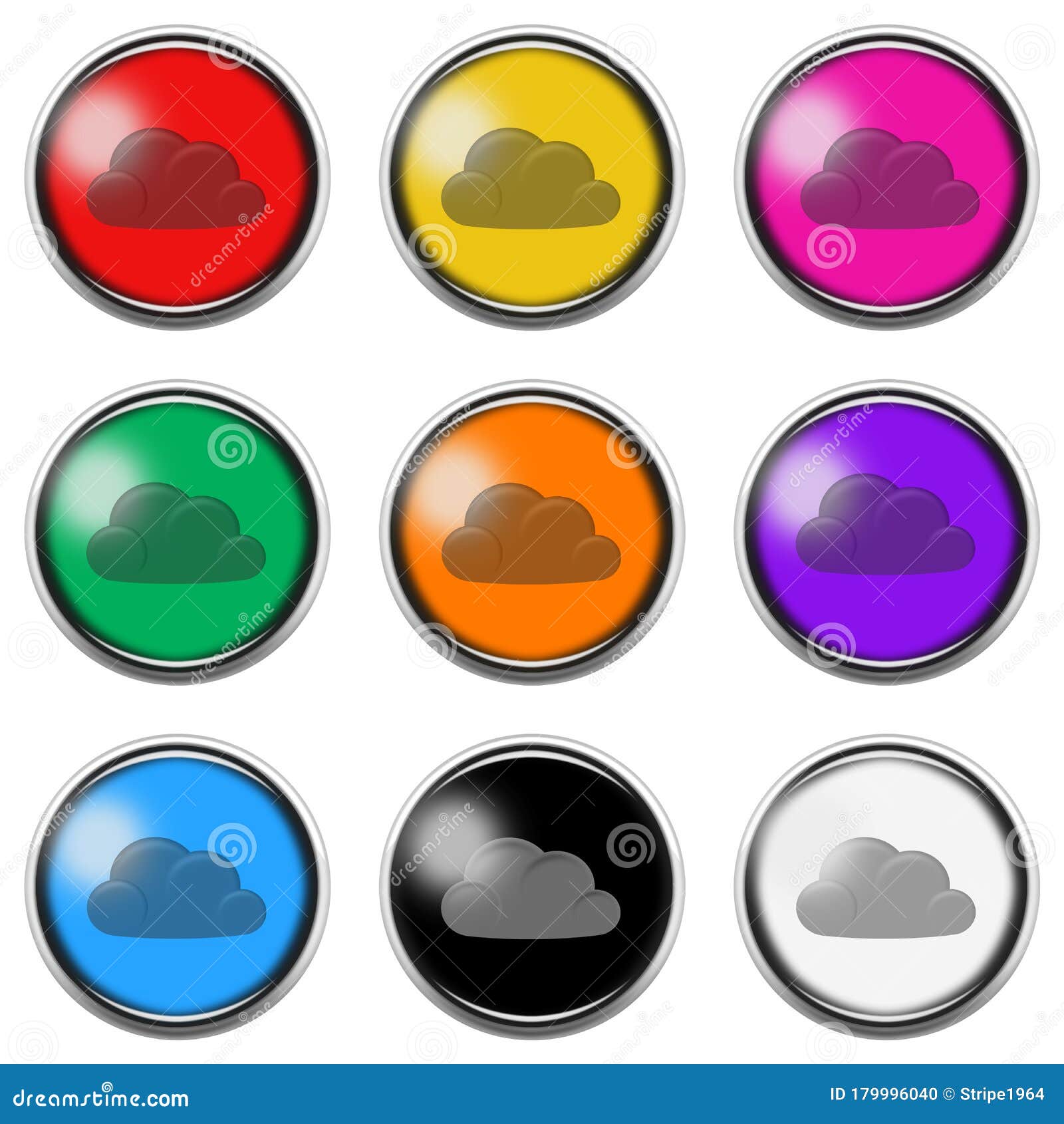 Cloud Computing Button Icon Set Isolated on White with Clipping Path ...