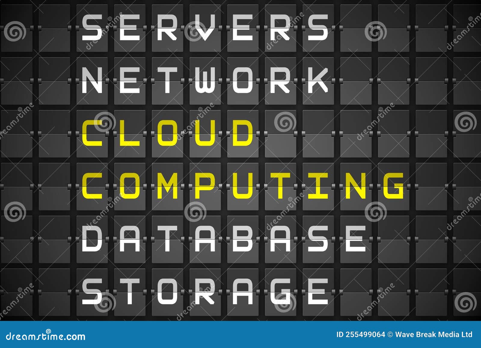 Cloud Computing Buzzwords on Black Mechanical Board Stock Illustration - Illustration of ...