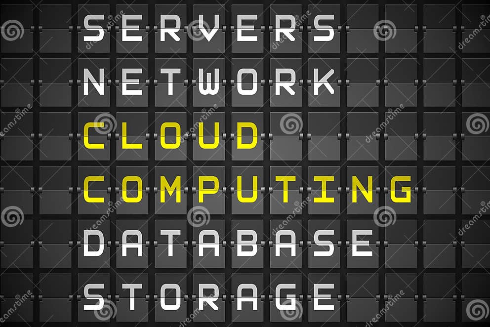 Cloud Computing Buzzwords on Black Mechanical Board Stock Illustration - Illustration of ...