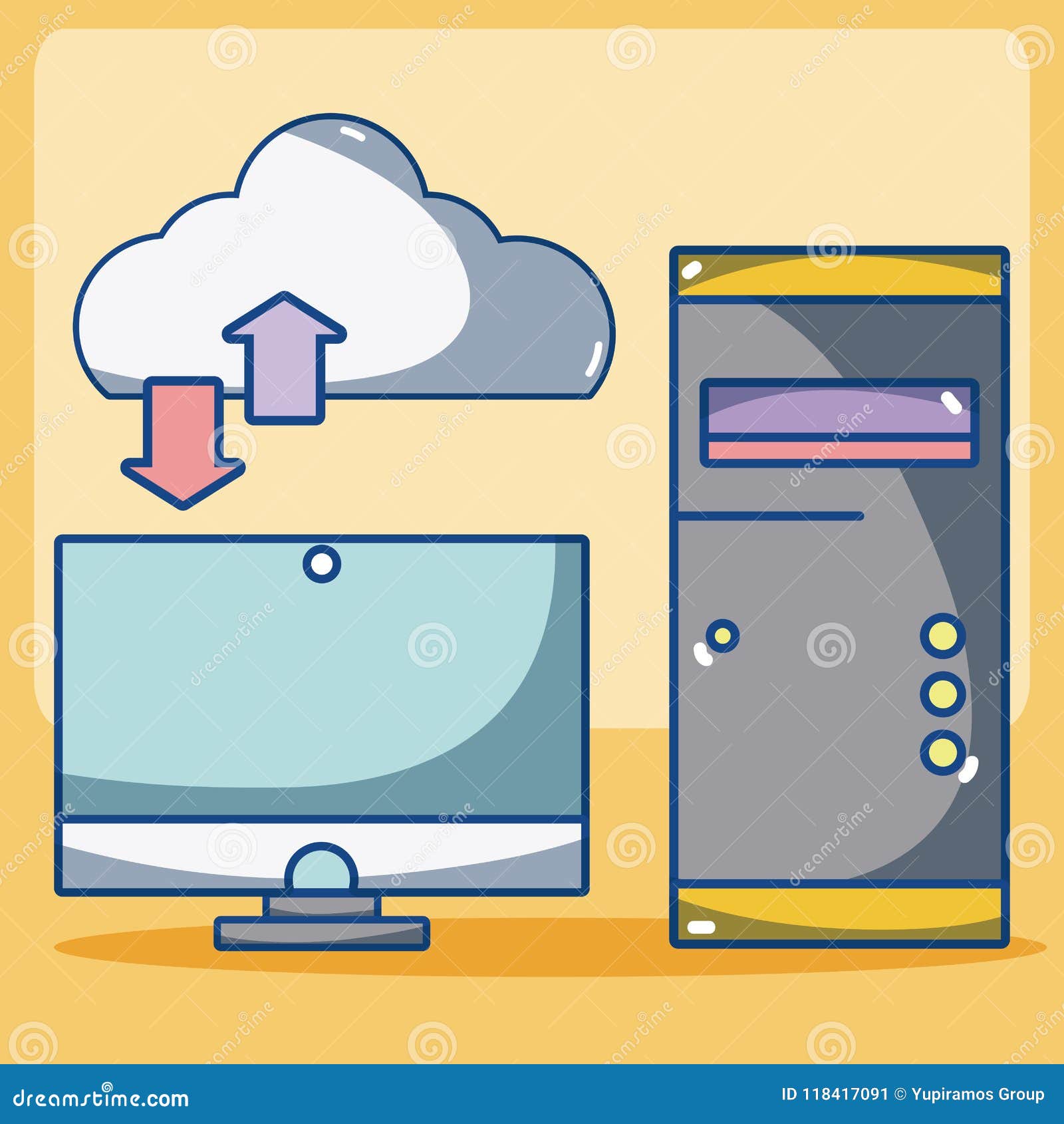 Cloud computing technology stock vector. Illustration of upload - 118417091